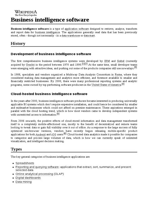 Business Intelligence Software Pdf Business Intelligence Data Analysis