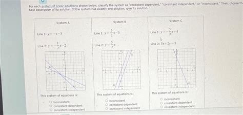 Solved For Each System Of Linear Equations Shown Below Chegg