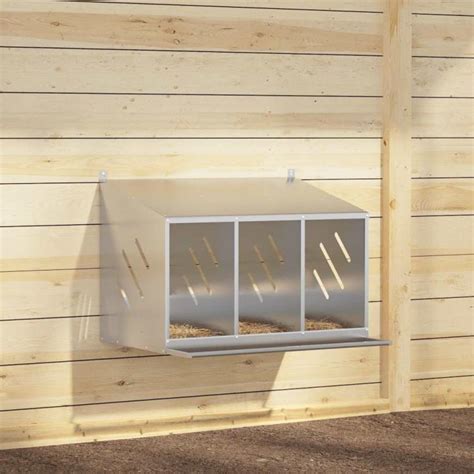 Chicken Nesting Box With 3 Compartments Galvanized Silver Metal