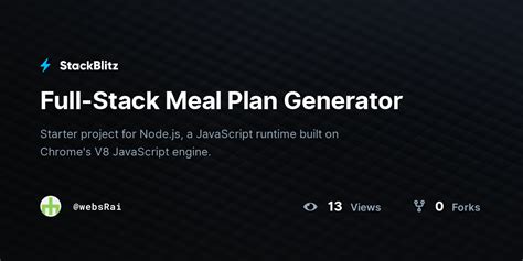 Full Stack Meal Plan Generator StackBlitz