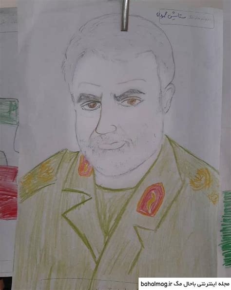 عکس نقاشی حاج قاسم سلیمانی بچه گانه ️ بهترین تصاویر