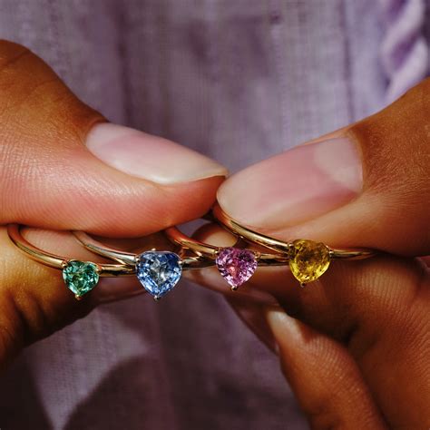 Solo Heart Pink Sapphire Stacking Ring Tomfoolery London