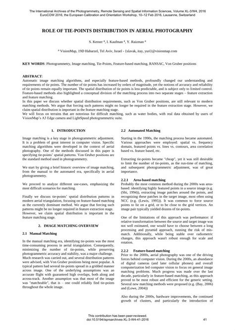 Pdf Role Of Tie Points Distribution In Aerial Photography · Role Of Tie Points Distribution In