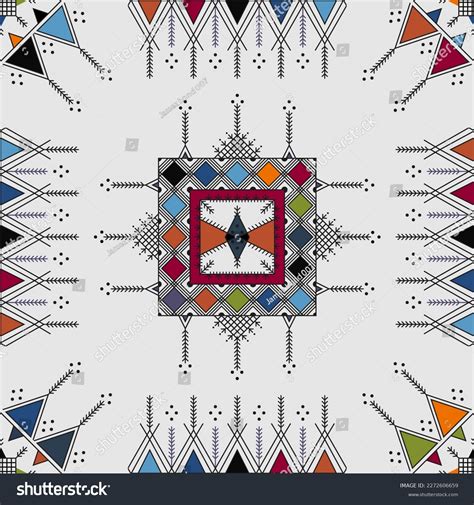 Beautiful Colorful Ethnic Art Tribal Design Stock Illustration