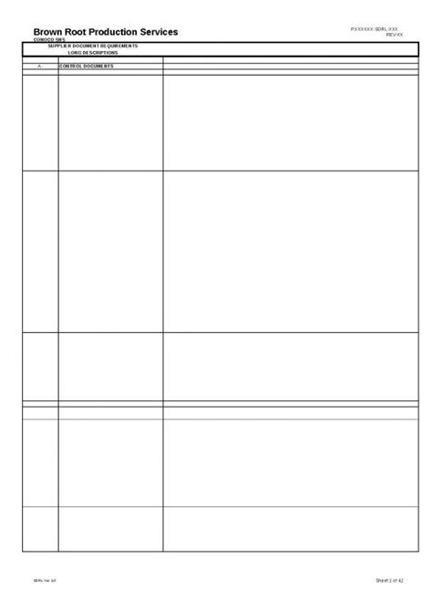 Excel Sheet Download 6535 Exhibit 6 Appendix 12 Supplier Document Requirements Listing Sdrl