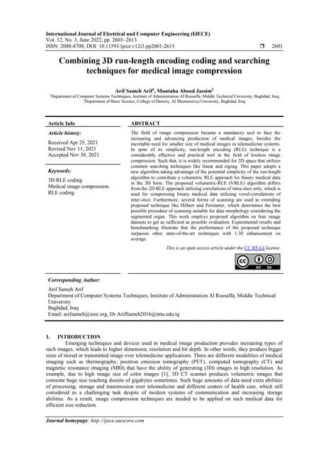 Combining 3d Run Length Encoding Coding And Searching Techniques For Medical Image Compression Pdf