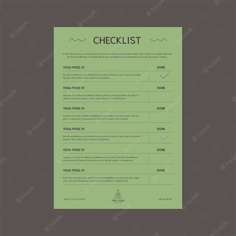 Free Vector Workout Routine Checklist Template
