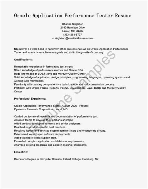 Resume Samples Oracle Application Performance Tester Resume Sample