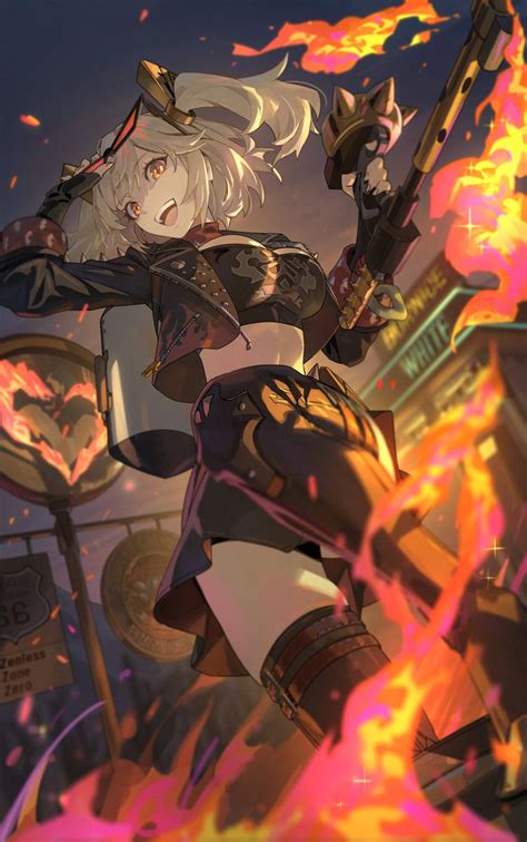 Bum Hico Burnice White Zenless Zone Zero Highres 1girl Black Jacket Black Skirt Black