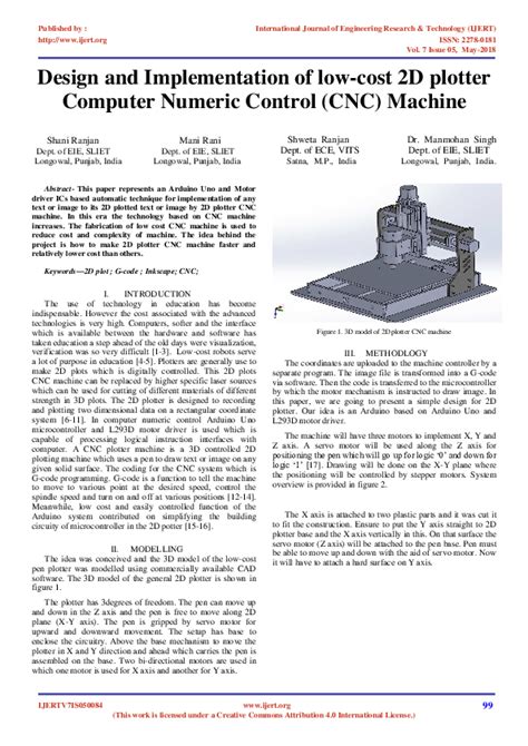 Pdf Design And Implementation Of Low Cost 2d Plotter Computer Numeric Control Cnc Machine