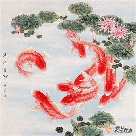 王一容九鱼图 九鱼图 九鱼荷花图 第4页 大山谷图库