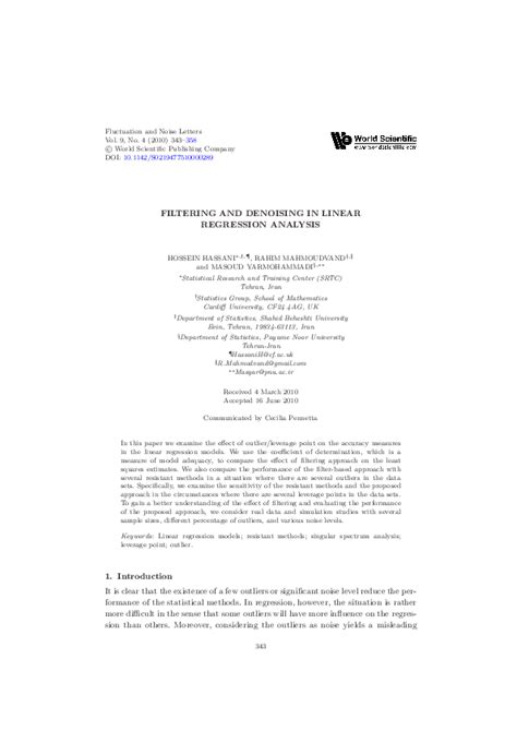 pdf filtering and denoising in linear regression analysis