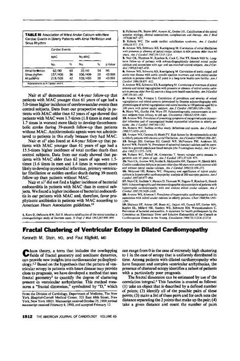 Pdf Fractal Clustering Of Ventricular Ectopy In Dilated