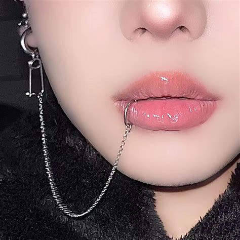 Lipnose To Ear Chain Ring Cool Nose Ring Cartilage Piercing Medical Stainless Steel Tongue