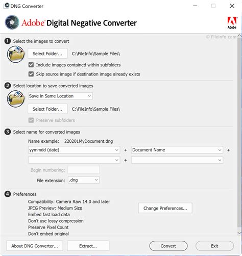Adobe DNG Converter Supported File Formats