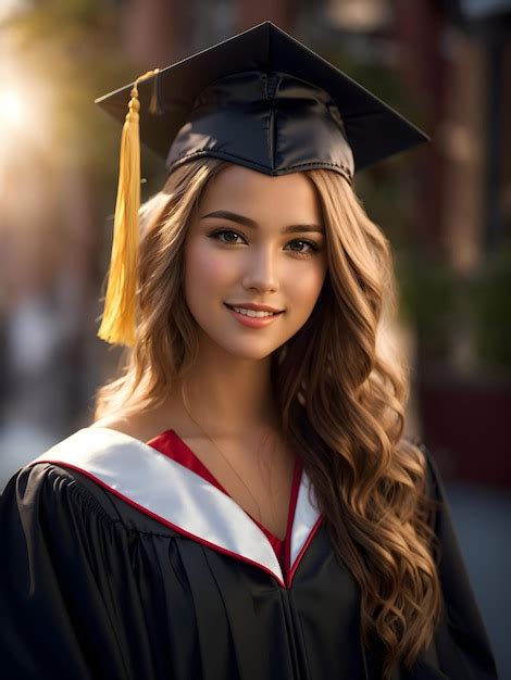 Premium Photo Portrait Of A Happy Beautiful Graduate Girl With