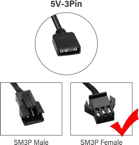 Gintooyun Cable De Extensión Rgb Cable Adaptador De Conector Argb Hembra De 3 Pines A Sm 3