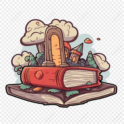 구름 클립 아트와 함께 펼쳐진 책 벡터상표 Png 일러스트 무료 다운로드 Lovepik