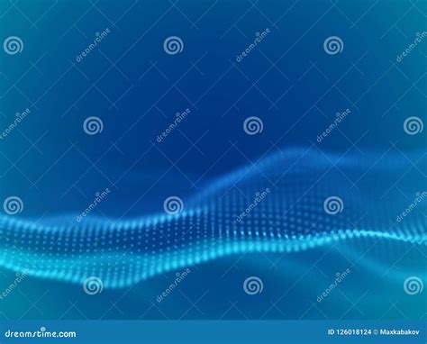 Abstract Digital Landscape Or Waves With Flowing Particles Stock Vector Illustration Of Audio
