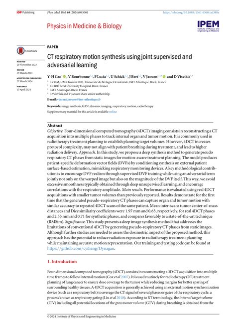 Ct Respiratory Motion Synthesis Using Joint Supervised And Adversarial
