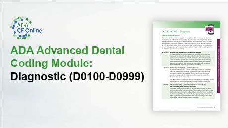 ADA Advanced Dental Coding Module Diagnostic D American Dental Association