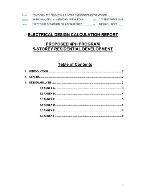Sample Electrical Design Calculation Pdf Electrical Conductor Electromagnetism