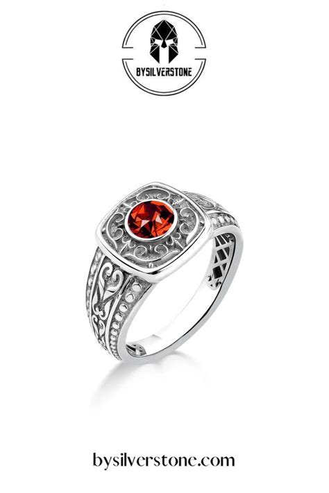 Square Cut Red Ruby Ring For Men In Silver Big Red Ruby Stone 925 Silver Ring For Men Cool