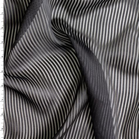 Cali Fabrics Black Silk Satin And Sheer Stripe 29273 Fabric By The Yard