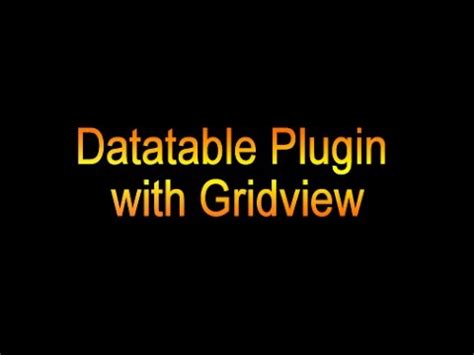 How To Use Jquery Datable Plugin With Gridview YouTube