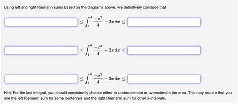 using left and right riemann sums based on the diagrams above we