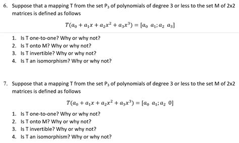 solved 6 suppose that a mapping t from the set p3 of