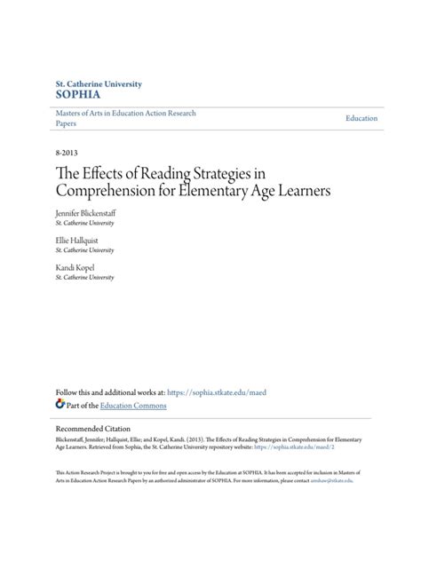 The Effects Of Reading Strategies In Comprehension For Elementary Pdf