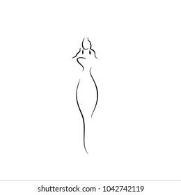 Sexy Woman Line Illustration Icon Stock Illustration 1042742119 Shutterstock