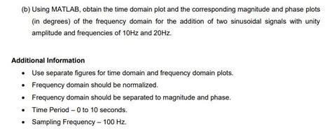 Solved B Using Matlab Obtain The Time Domain Plot And The