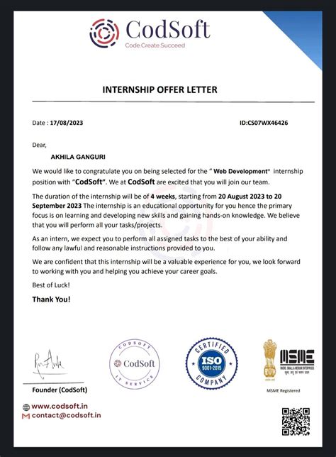 akhila ganguri on linkedin codsoft webdevelopment