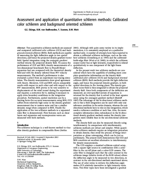 Pdf Assessment And Application Of Quantitative Schlieren Methods Calibrated Color Schlieren