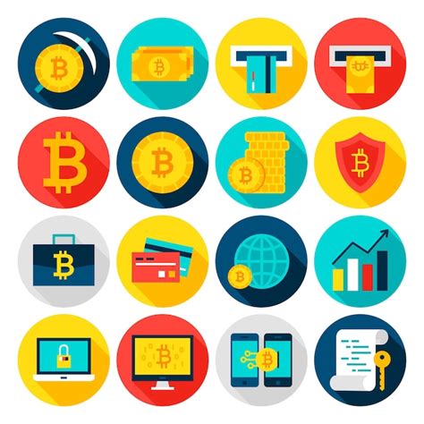 Premium Vector Bitcoin Currency Flat Icons Vector Illustration Set