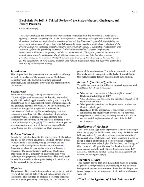 Pdf Blockchain For Iot A Critical Review Of The State Of The Art Challenges And Future