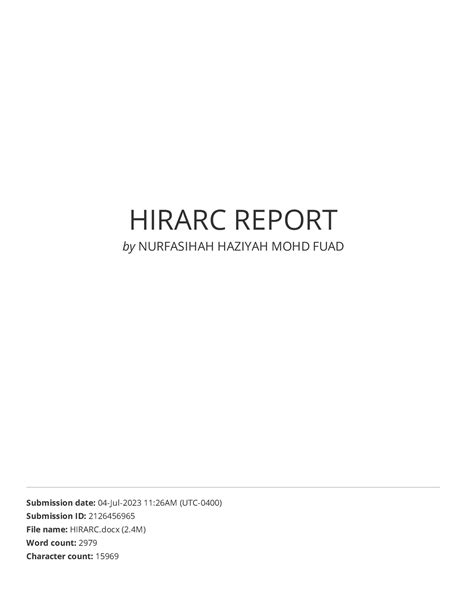 Hirarc Report Hirarc Report By Nurfasihah Haziyah Mohd Fuad Submission Date 04 Jul 2023 11