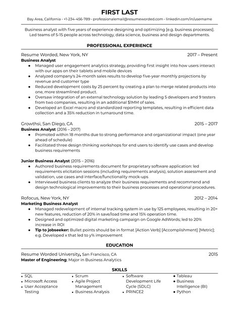 15 Business Analyst Cv Examples For 2025 Resume Worded