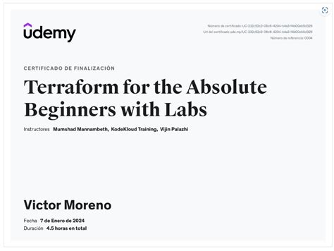 Victor Moreno Gimenez On Linkedin Terraform Course Done Along With The Aws Course For Doing