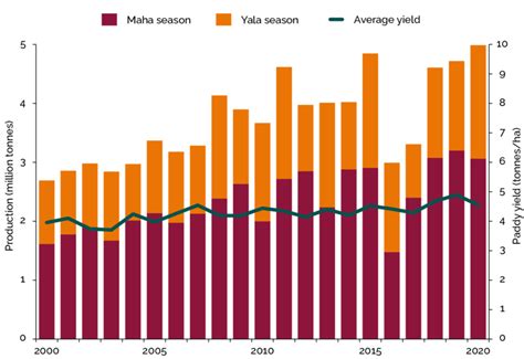 Paddy Production And Yield In Sri Lanka Duration 2000 To 2020 Period