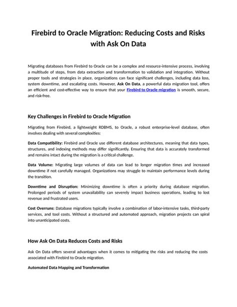 Firebird To Oracle Migration Reducing Costs And Risks With Ask On Datapptx