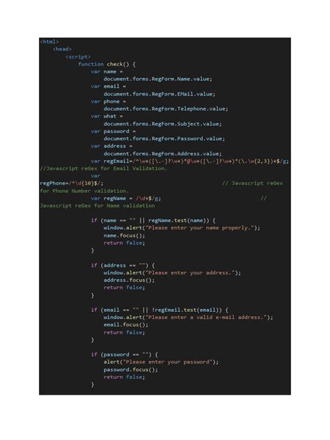 Form Validations Code Pdf