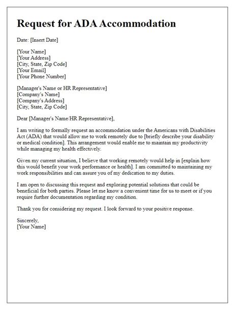 Letter Template For Ada Accommodation Request Free Samples In Pdf