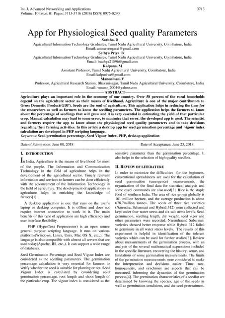 App For Physiological Seed Quality Parameters Pdf
