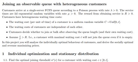 Solved Joining An Observable Queue With Heterogeneous