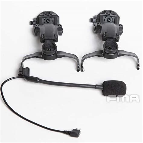Fma Tactical Headset Comtac Ii Iii Helmet Arc Rail Bracket Adapter Bk