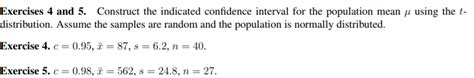 Solved Exercises And Construct The Indicated Confidence Chegg