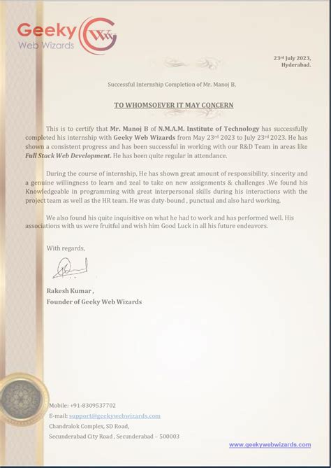 Manoj B On Linkedin Fullstackwebdevelopment Internshipexperience Webdevelopmentskills